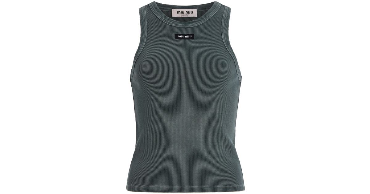 Miu Miu Logo Tank in Green | Lyst