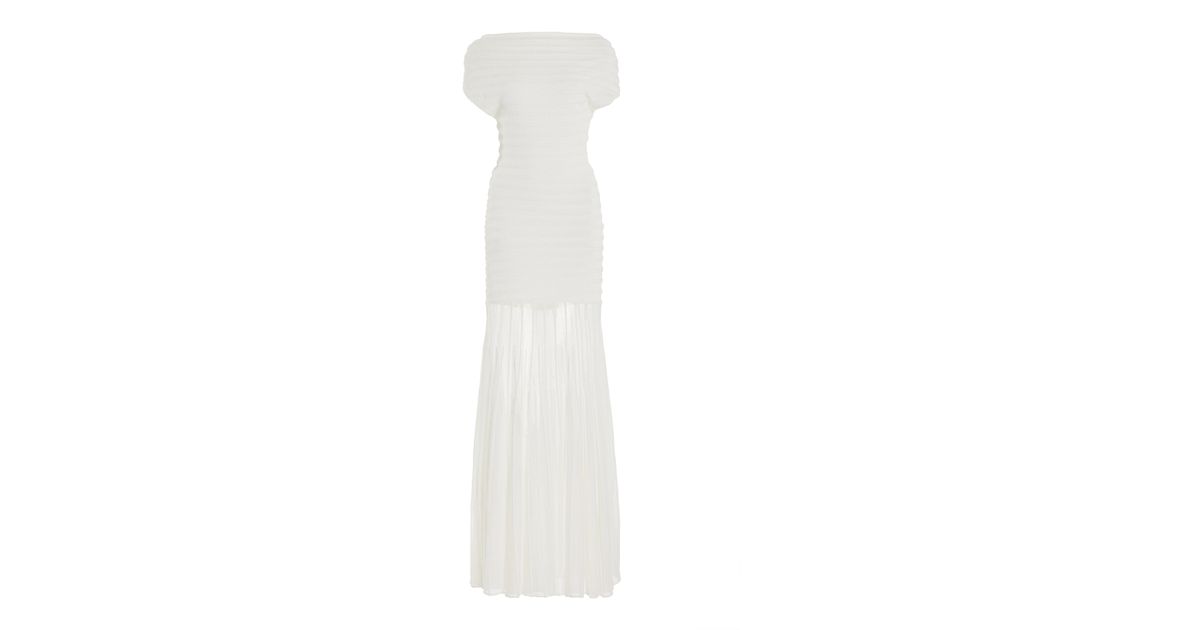 Alexis Marce Pleated Maxi Dress in White | Lyst