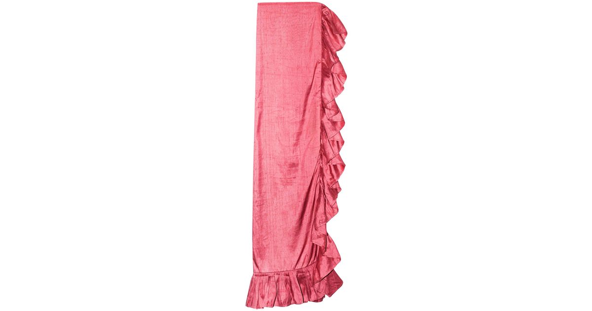 Coniglio Palm Beach Power Ruffled Silk Pareo Maxi Skirt in Pink | Lyst UK