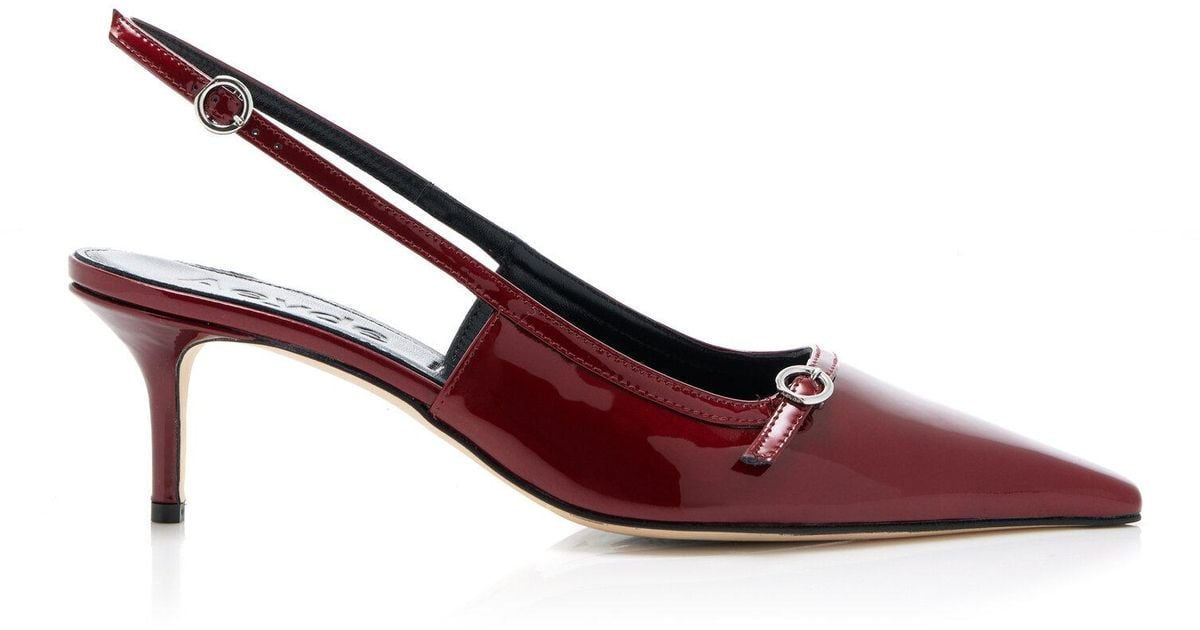 Aeyde Saba Patent Leather Slingback Pumps in Red | Lyst