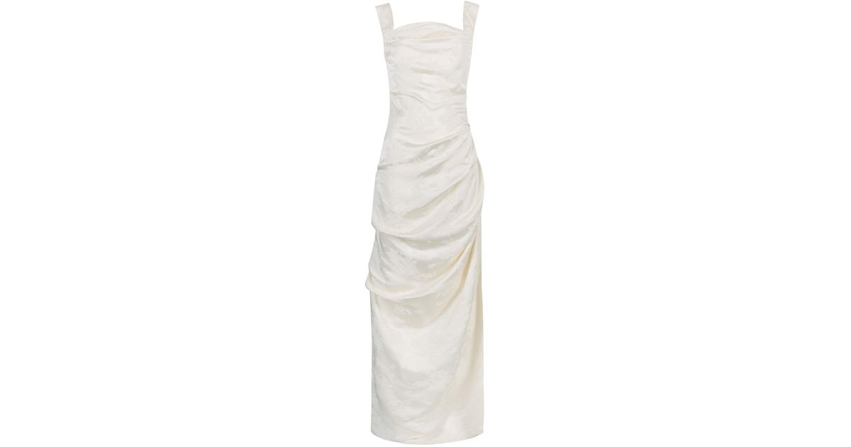 Paris Georgia Basics Raf Floral-jacquard Draped Dress in White | Lyst