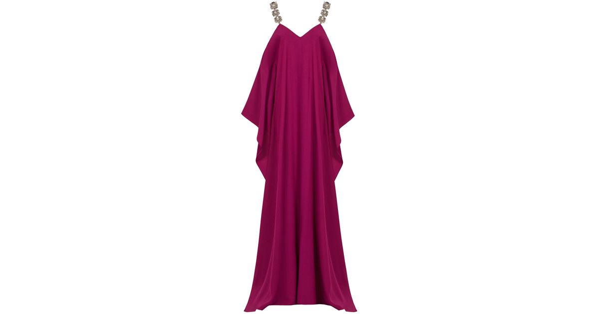 ‎Taller Marmo Farrow Strap Embellished Satin Maxi Dress in Purple | Lyst UK
