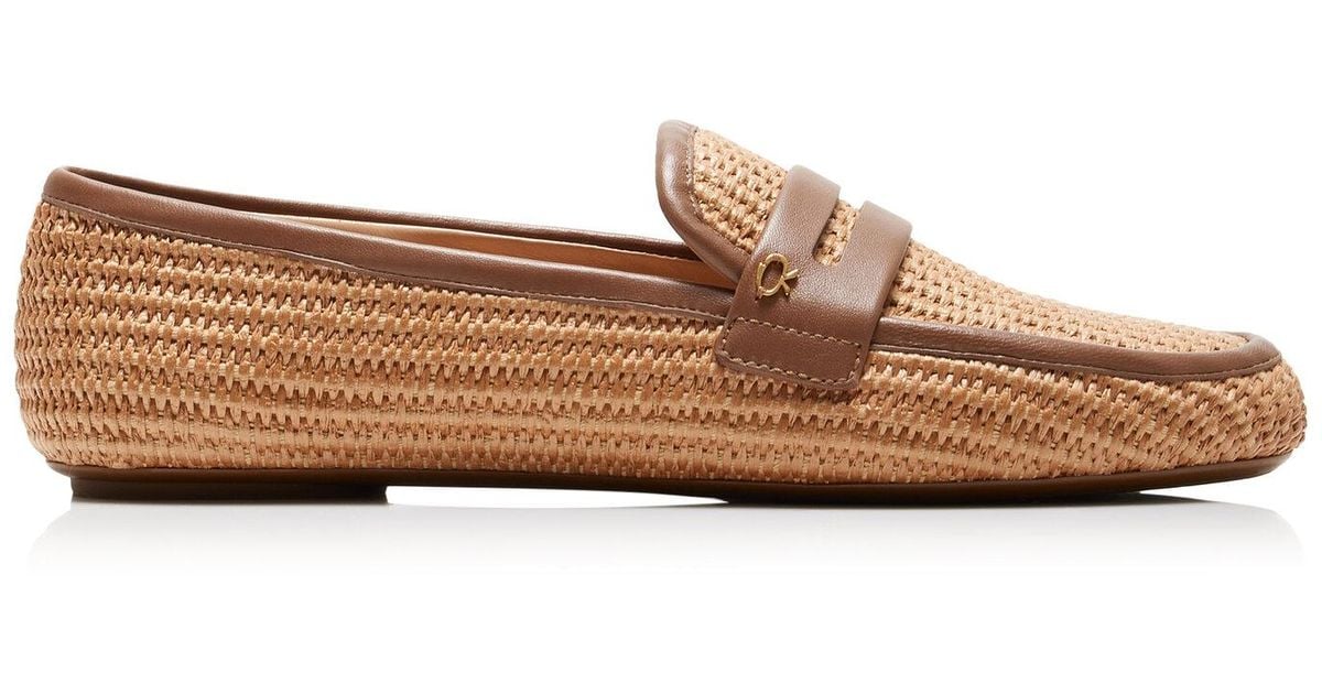 Gianvito Rossi Marbella Raffia Loafers in Brown | Lyst