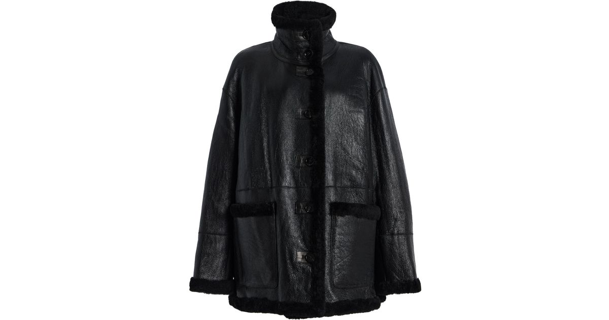 Stand Studio Heather Reversible Shearling Jacket in Black | Lyst UK