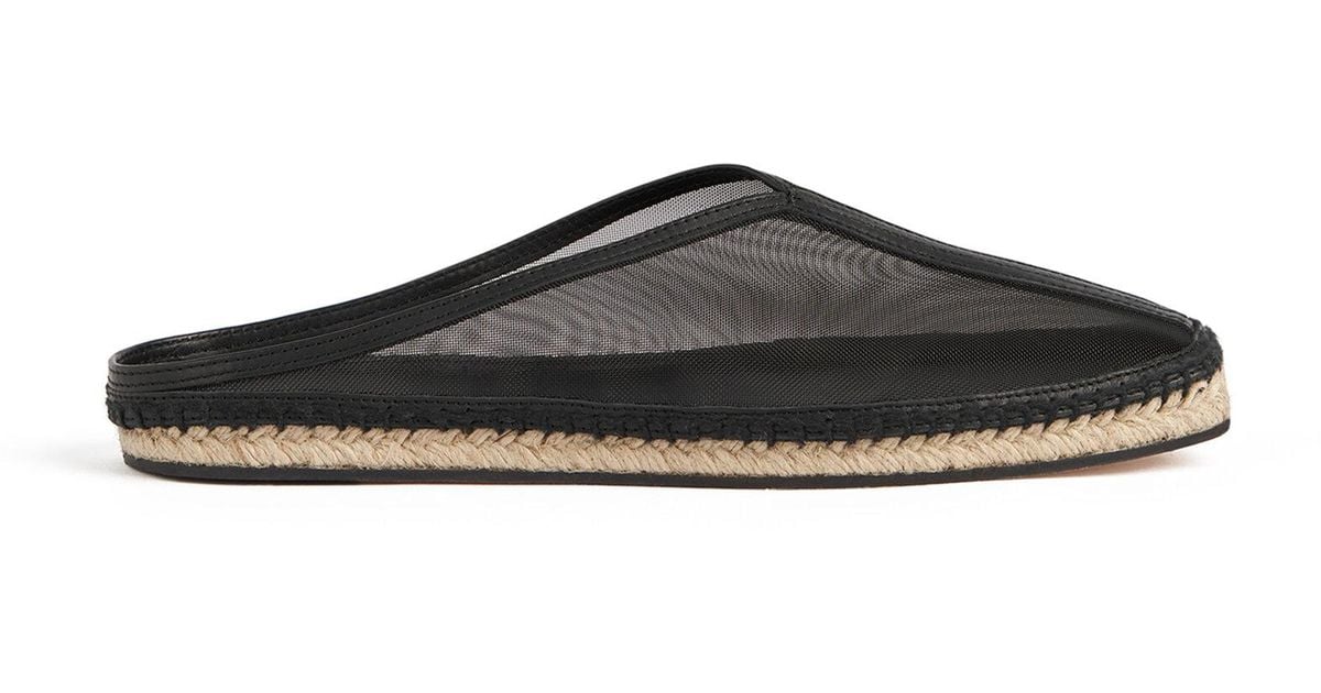 Totême Leather-trimmed Mesh Slippers in Black | Lyst