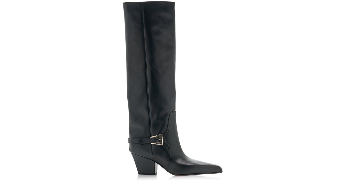 Paris Texas Jane Buckle-detailed Leather Boots in Black | Lyst