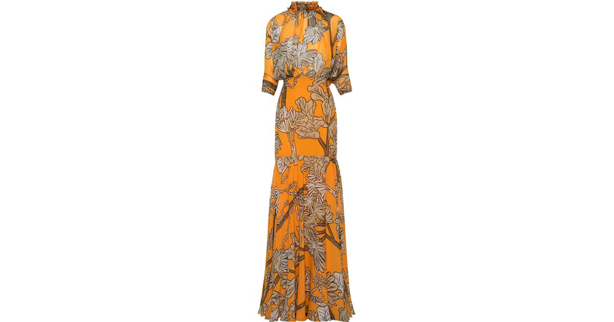 ANDRES OTALORA El Bosque Chiffon Maxi Dress in Metallic | Lyst UK