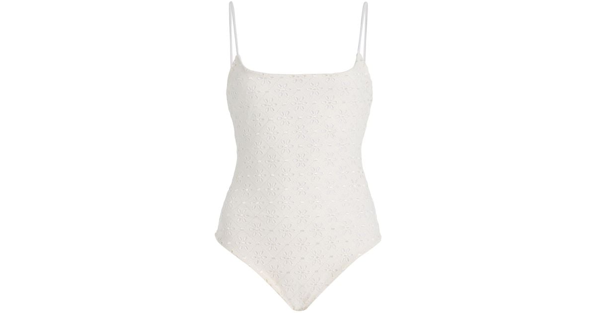 Juillet Imey Broderie Anglaise One-Piece Swimsuit in White | Lyst