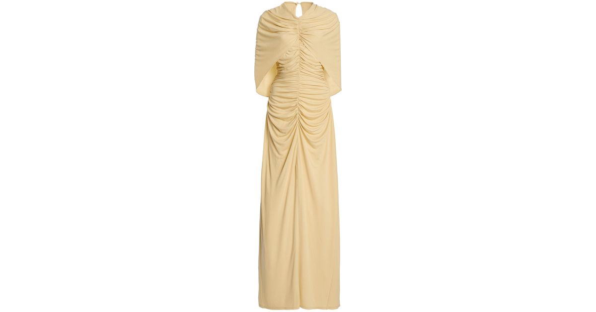 Kallmeyer Matilda Ruched Cape-Detail Gown in Natural | Lyst UK