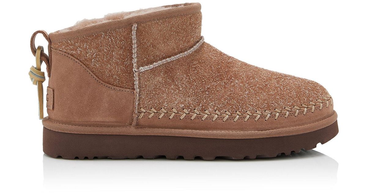 UGG Classic Ultra Mini Biarritz Sheepskin Boots in Brown | Lyst