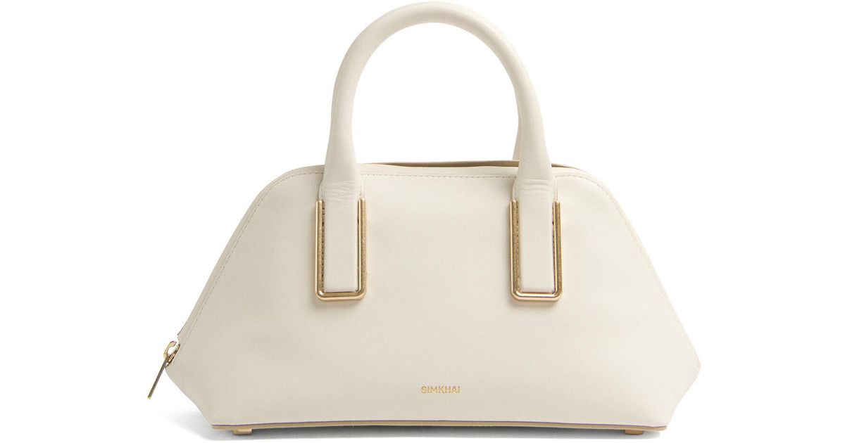 Jonathan Simkhai Wynn Small Leather Top Handle Bag in White | Lyst UK