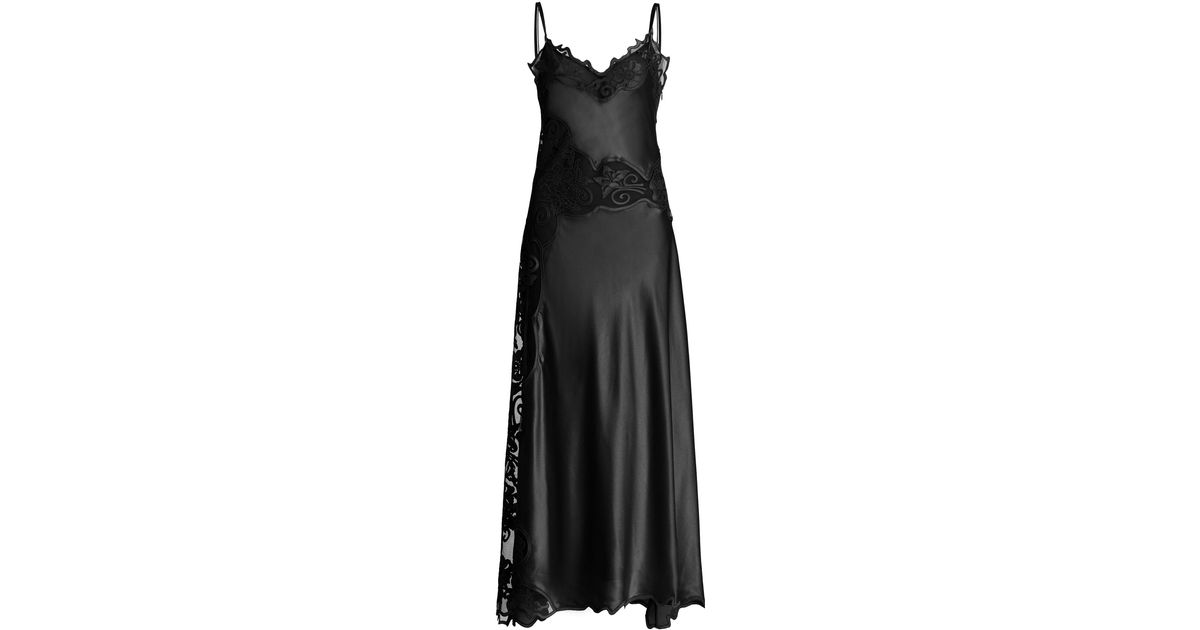 Ulla Johnson Lucienne Lace-trimmed Silk Midi Dress in Black | Lyst