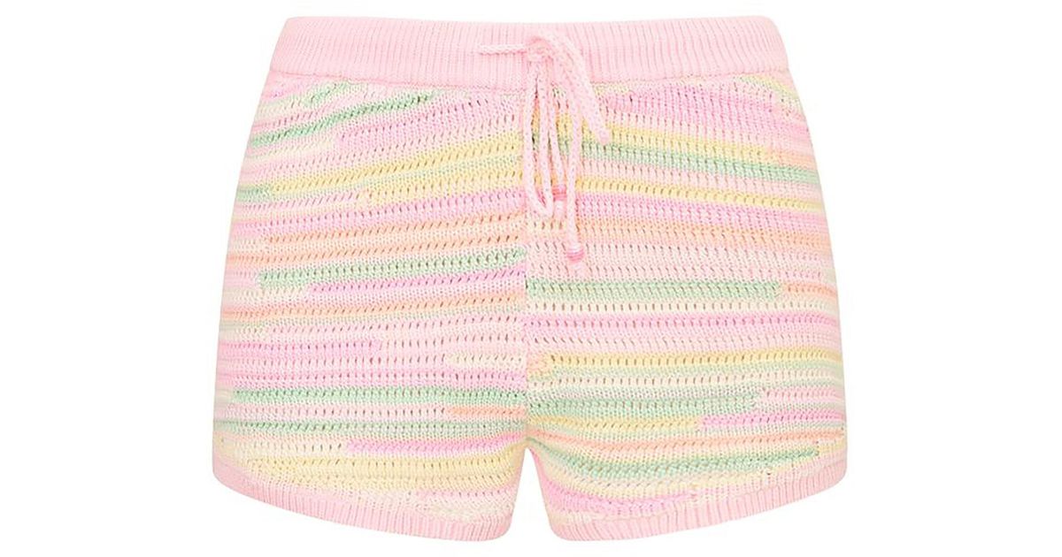 LoveShackFancy Windly Cotton Knit Shorts in Pink | Lyst UK