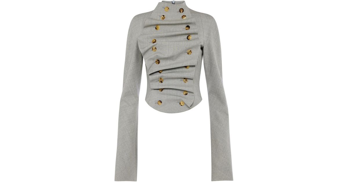 A.W.A.K.E. MODE Wool-Blend Bib-Front Structured Jacket in White | Lyst