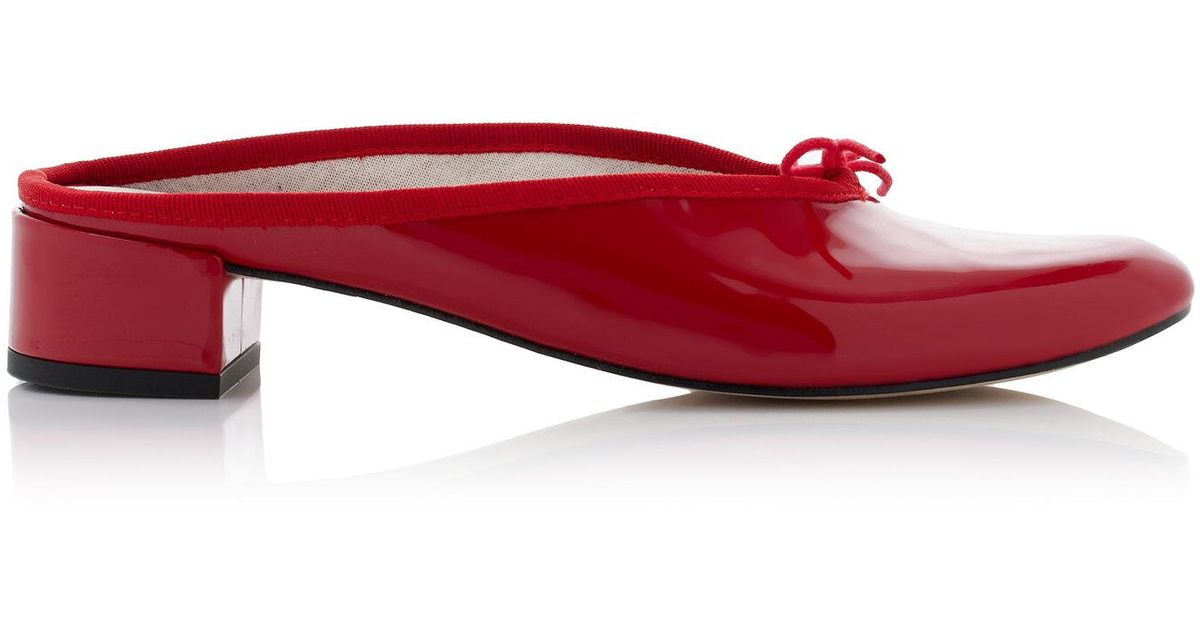 Repetto Camille Patent Leather Heeled Mules in Red | Lyst