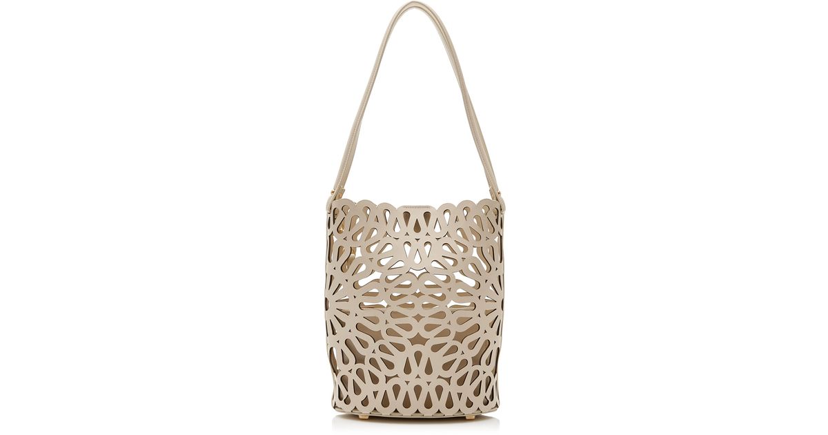 Jonathan Simkhai Mccall Laser-Cut Leather Bucket Bag in White | Lyst UK