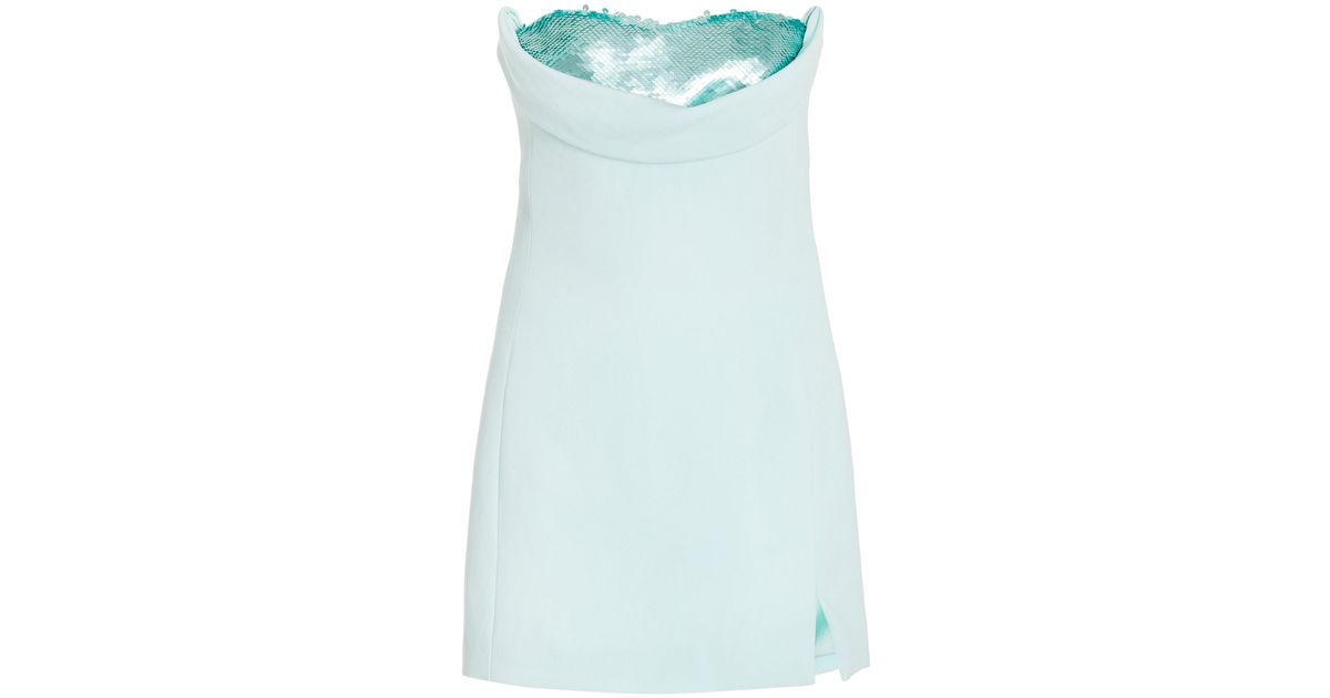 Jonathan Simkhai Vandi Crystal Embellished Crepe Mini Dress in Blue ...