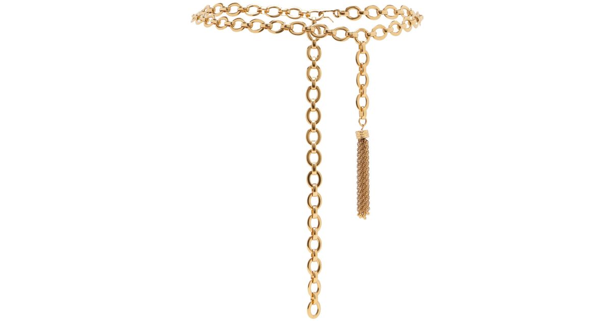 Chloé Tassel- Embellished Gold-tone Chain Belt in Metallic | Lyst