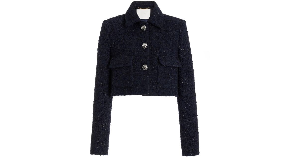 Adam Lippes Tweed Jacket in Blue | Lyst