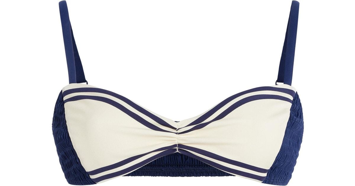 ALÉMAIS Marine Smocked Bikini Top in Blue | Lyst