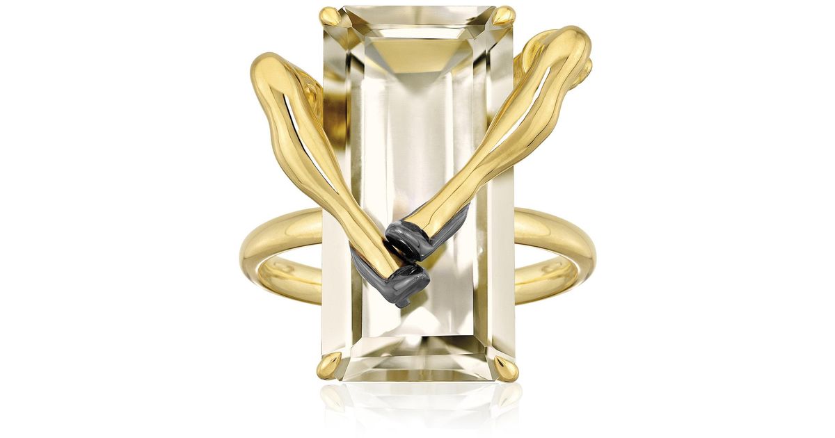 Sauer Legs 18K Quartz; Diamond Ring in Metallic | Lyst