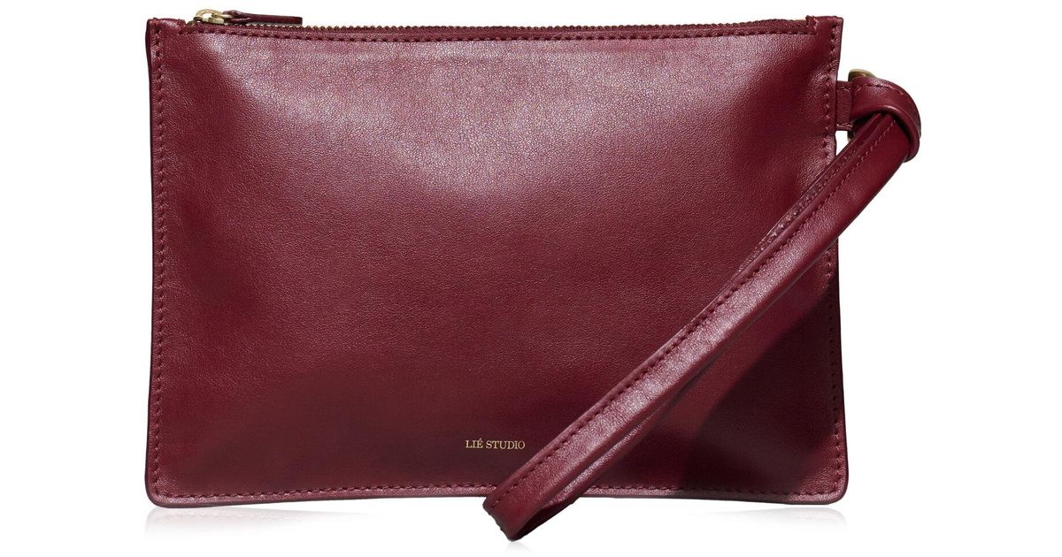 LIE STUDIO The Charlie Leather Clutch in Red | Lyst UK