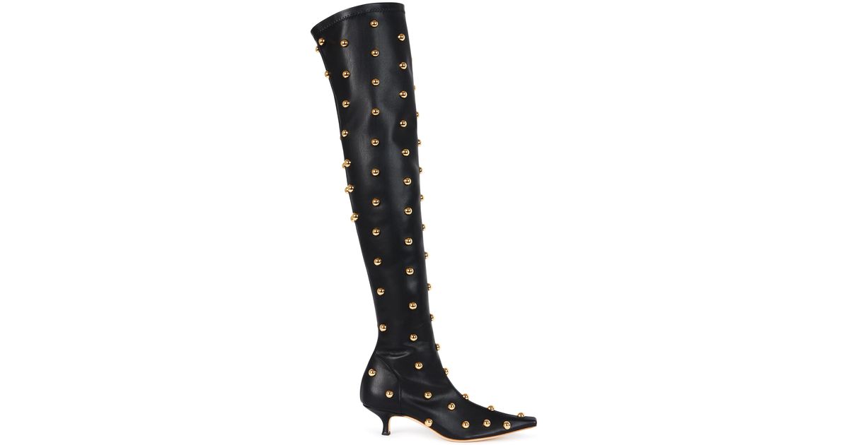 A.W.A.K.E. MODE Veronica Borchie Over-The-Knee Studded Faux Stretch ...