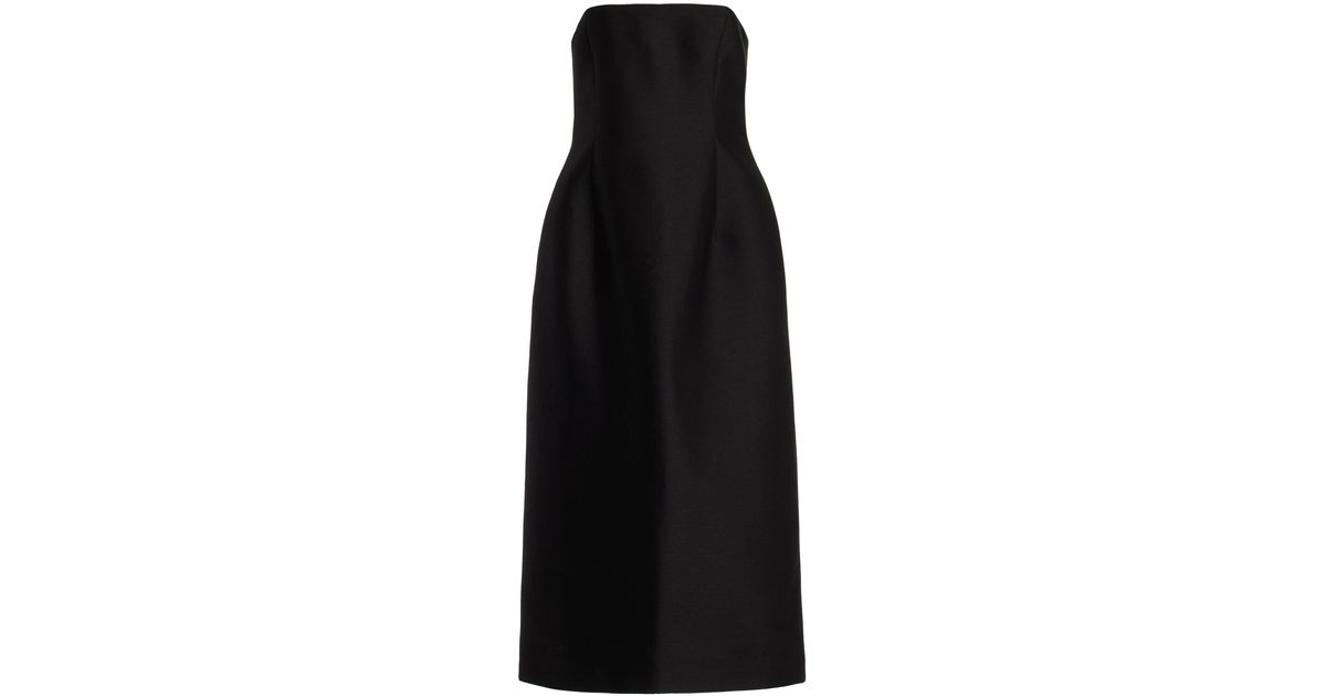 BEARE PARK Strapless Wool-silk Midi Dress in Black | Lyst