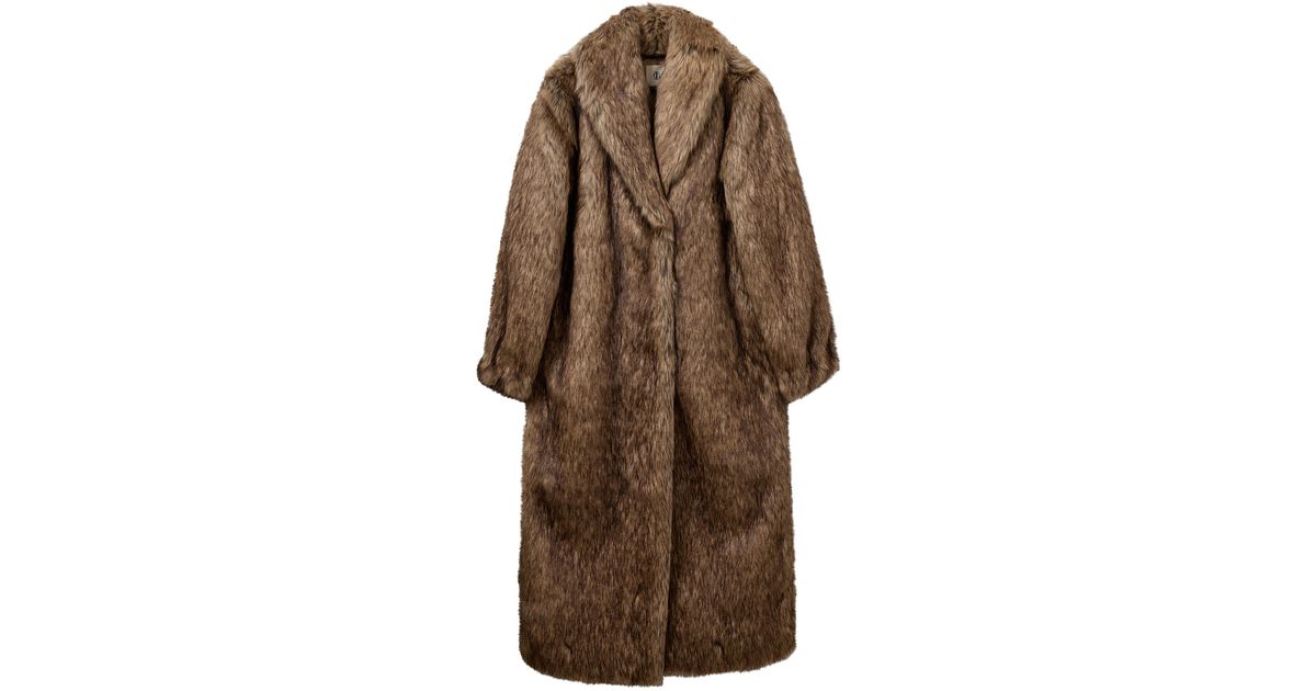 THE GARMENT Damiy Faux Fur Long Coat in Brown | Lyst