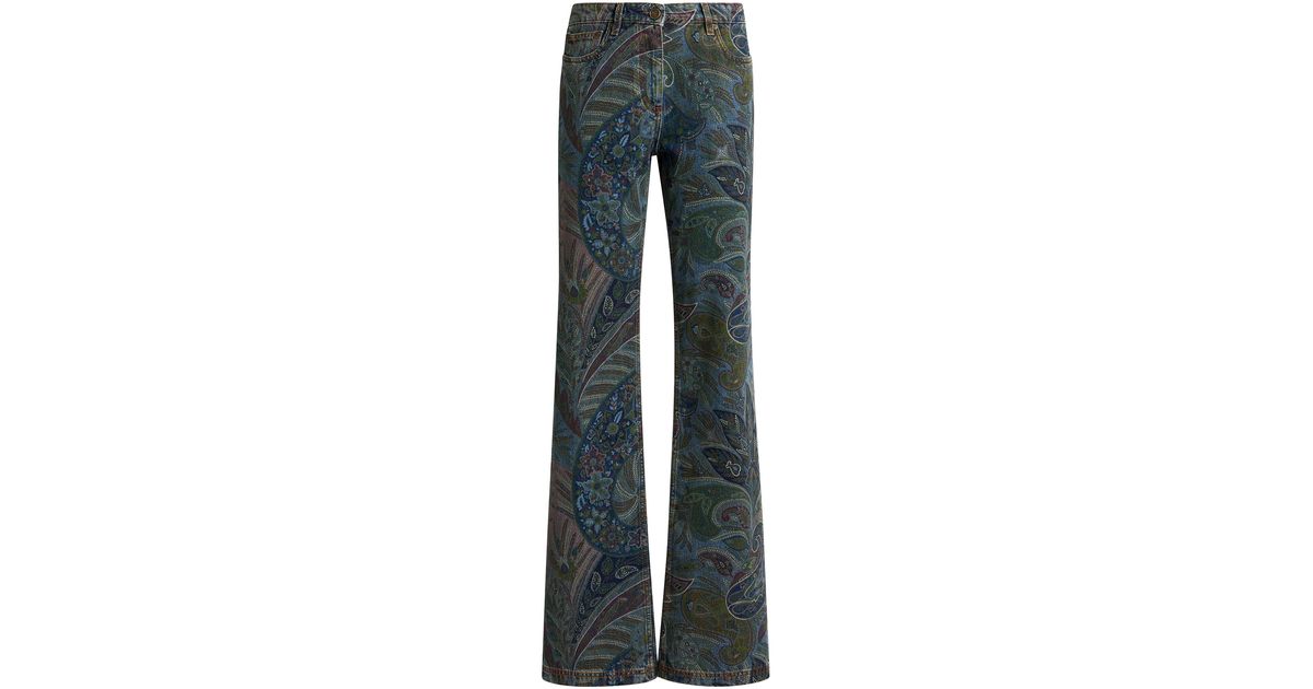 Etro Printed Rigid Low-Rise Straight-Leg Jeans in Blue | Lyst UK