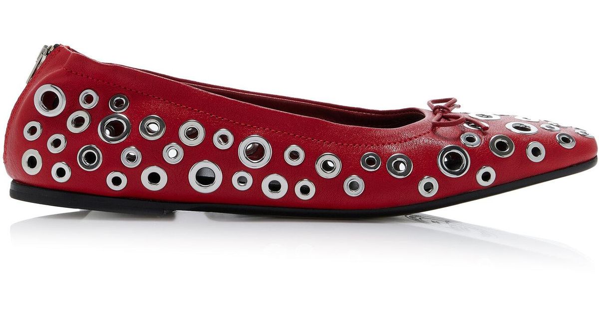 Golden Goose Amy Eyelet-Embellished Leather Ballet Flats in Red | Lyst