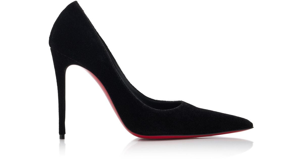 Christian Louboutin Kate Max 100mm Veau Velours Pumps in Black | Lyst