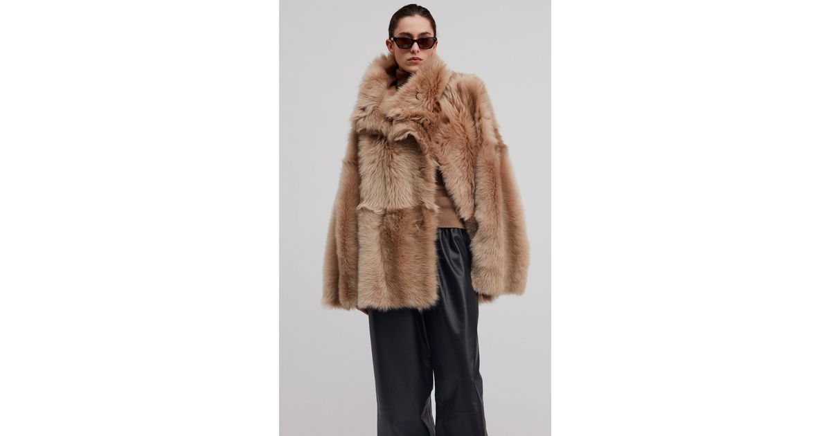 UTZON Jens Reversible Shearling Coat in Brown | Lyst UK