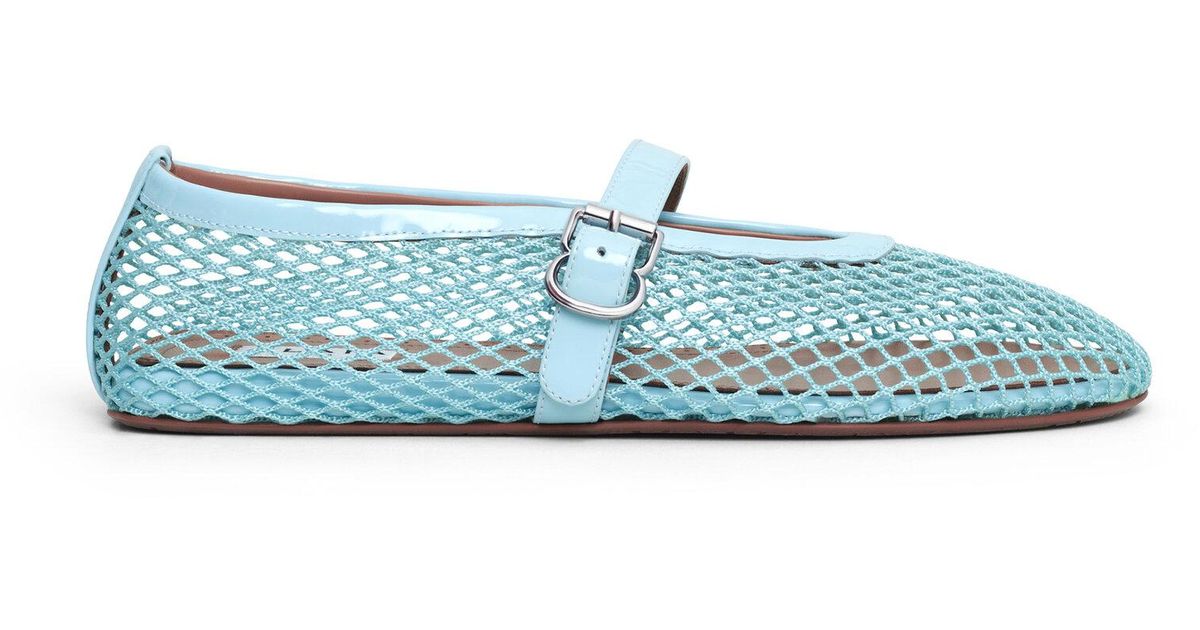 Alaïa Mesh Mary Jane Flats in Blue | Lyst