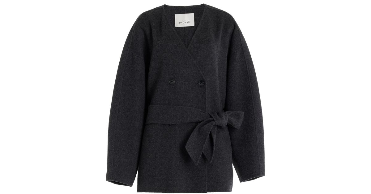 House of Dagmar Oversized Belted Knit-wool Jacket in Black | Lyst