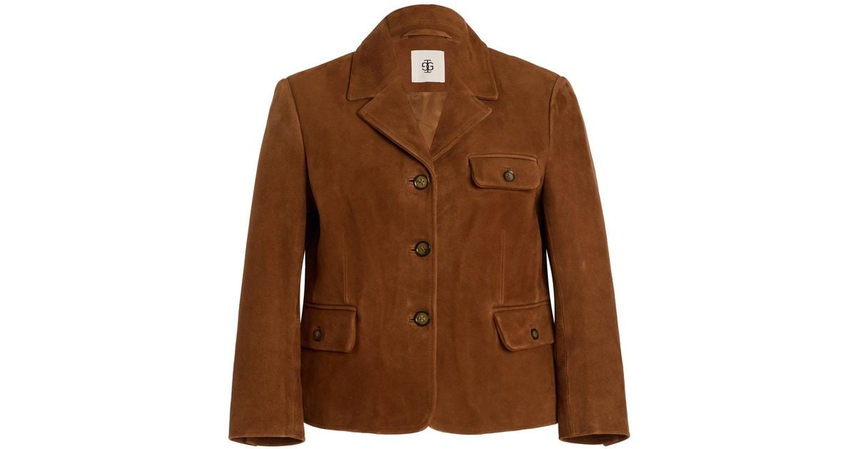 THE GARMENT Goatskin Suede Jacket in Brown | Lyst