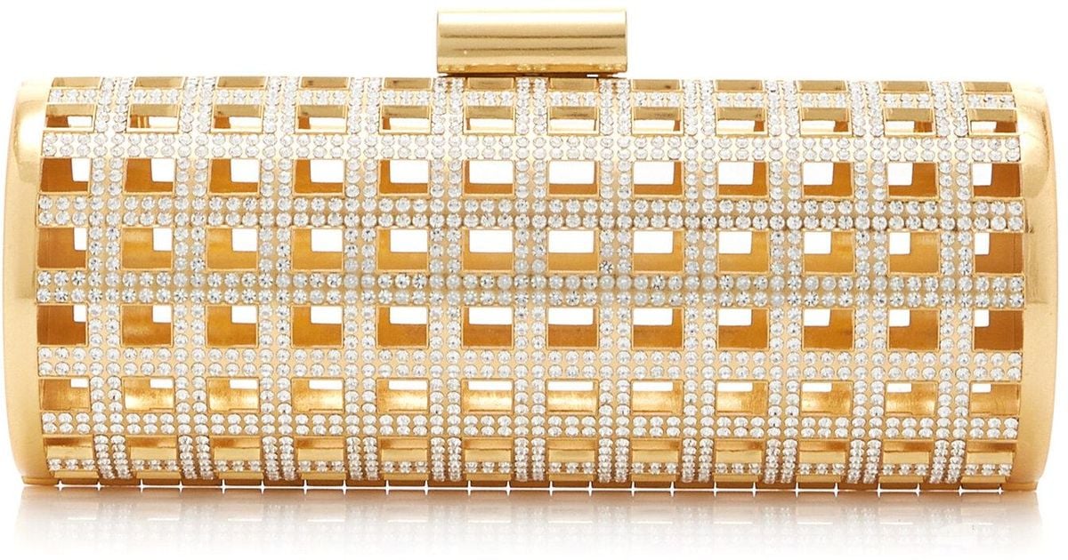Jonathan Simkhai Aviary Crystal-embellished Gold-tone Cage Clutch in ...