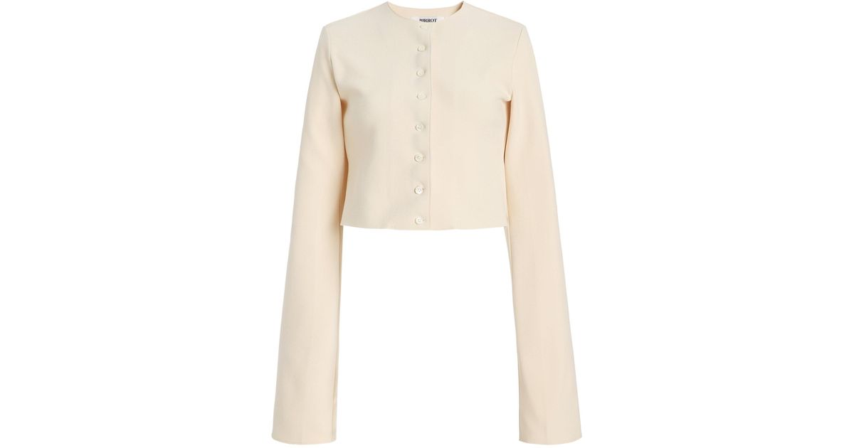 Birrot Exclusive Lay2 Cropped Crepe Top in Natural | Lyst UK