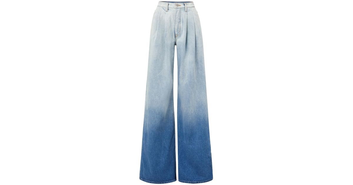 Brandon Maxwell Pleated Wide-leg Jeans in Blue | Lyst