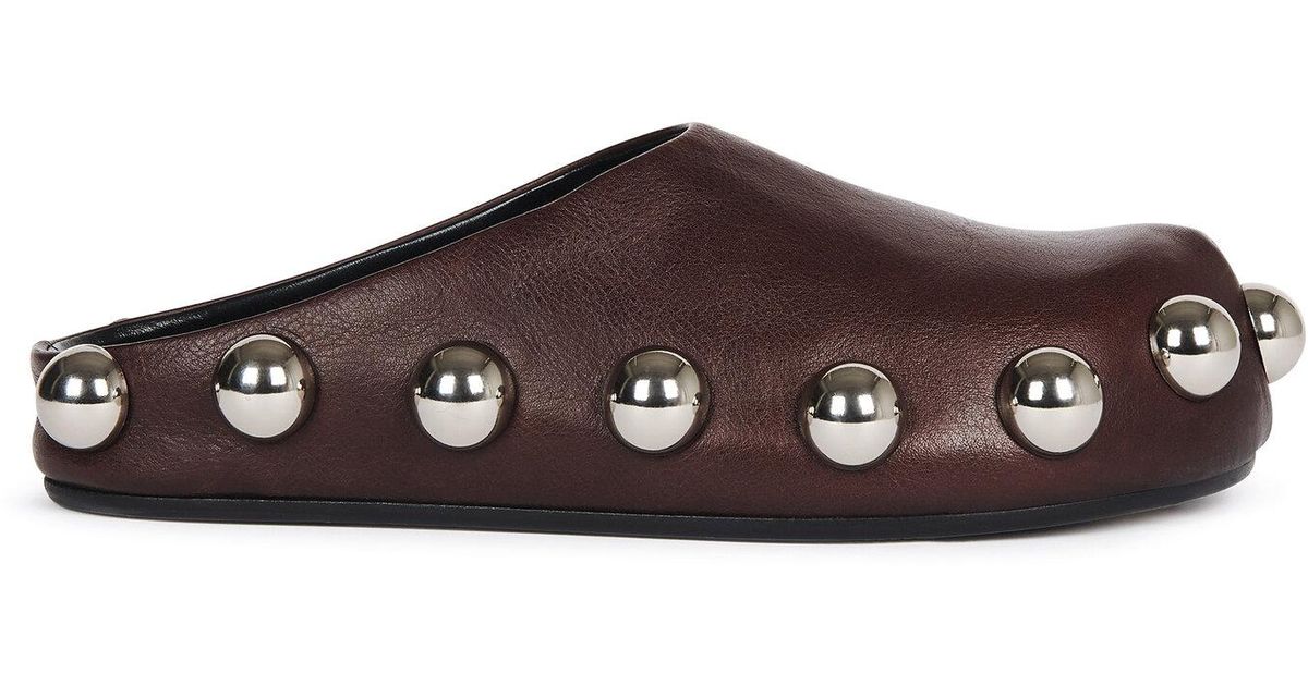 A.W.A.K.E. MODE Gabi Stud-embellished Leather Clogs in Brown | Lyst UK
