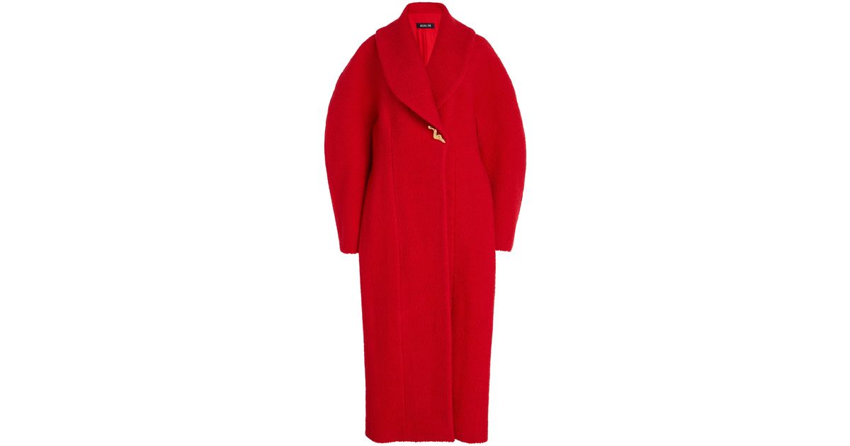 Ashlyn Aislinn Wool Bouclé Coat in Red | Lyst