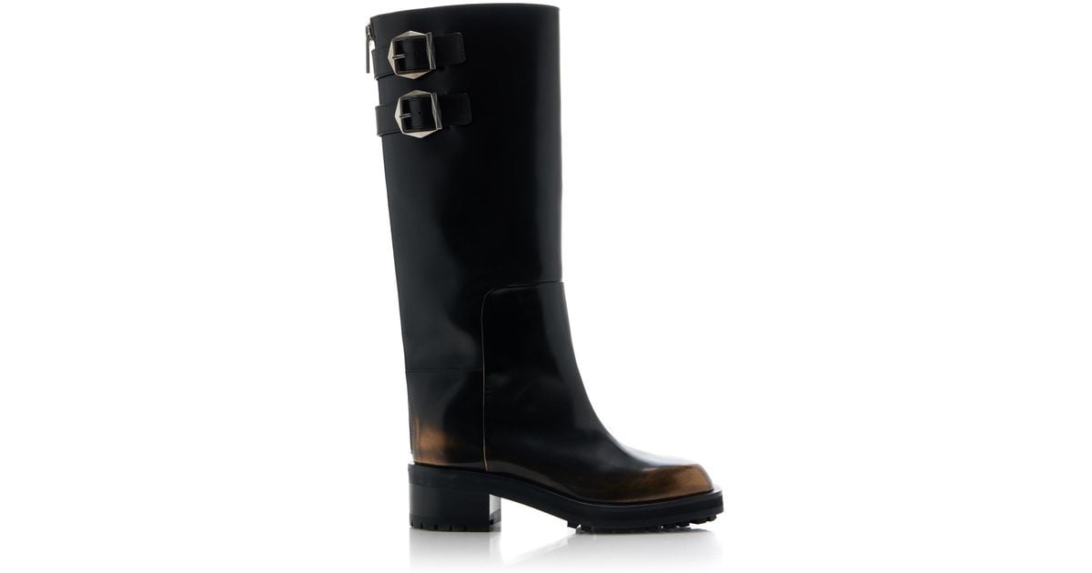 Jimmy Choo Brooklyn Leather Knee Boots in Black | Lyst