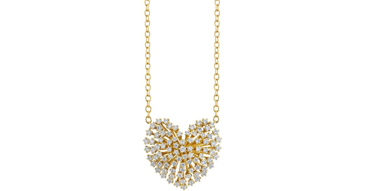 Sydney Evan 14K Heart Burst Necklace in White | Lyst UK