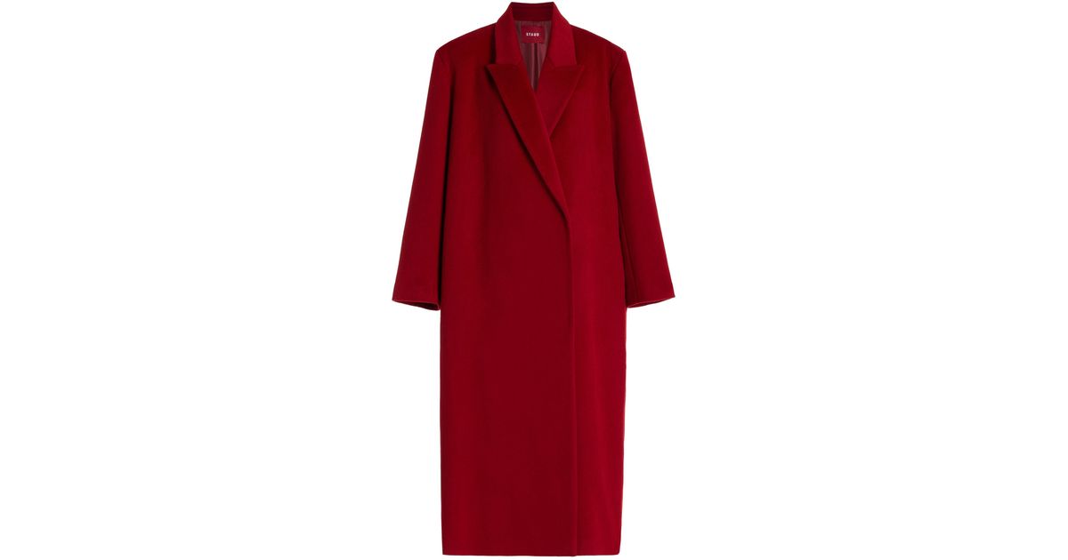 STAUD Serge Oversized Wool Crepe Coat in Red | Lyst