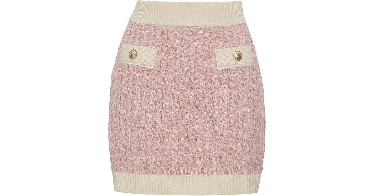 Cara Cara Cleobelle Cable-Knit Cotton-Cashmere Mini Skirt in Pink | Lyst