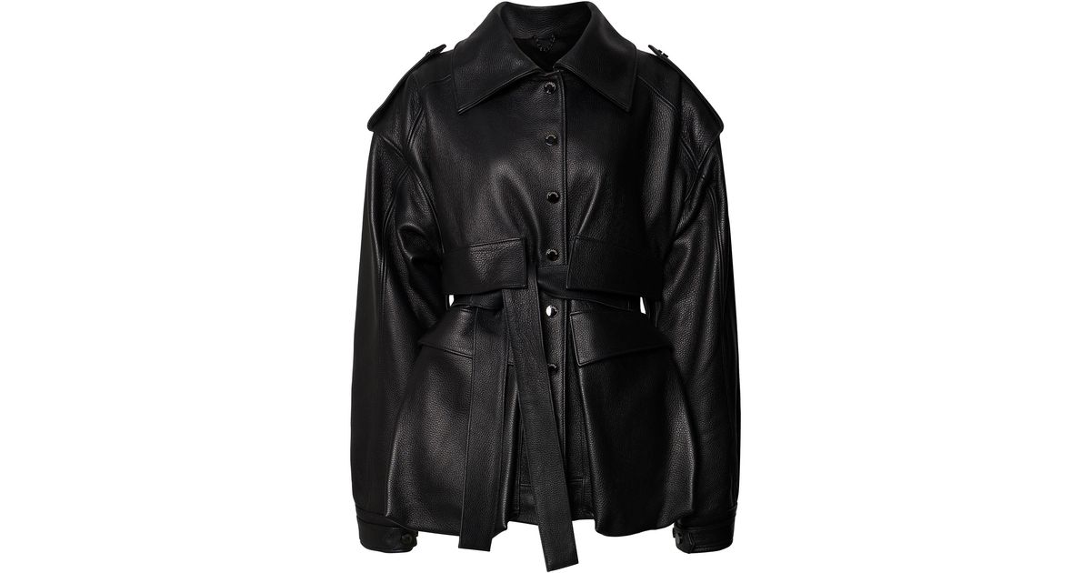 Batakovic Maria Architectural Belted Leather Jacket in Black | Lyst UK
