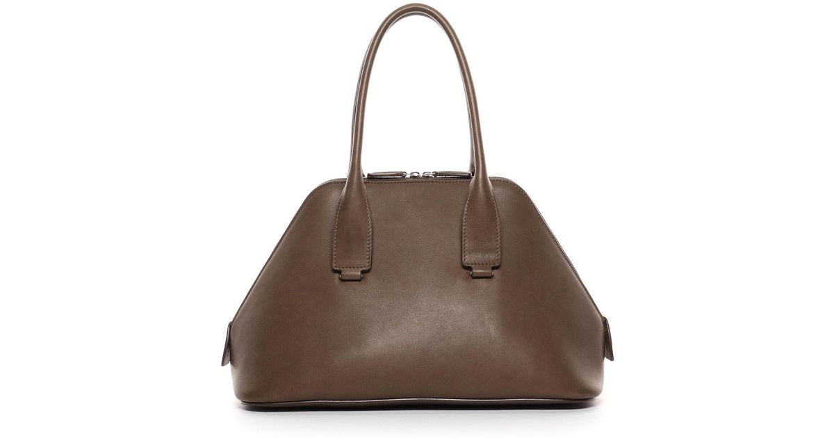 The Row Medium Devon Leather Bag in Brown | Lyst