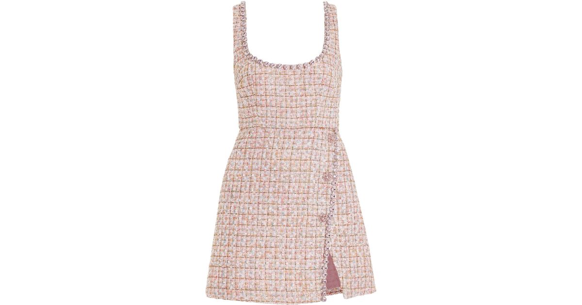 Self-Portrait Boucle Diamante Mini Dress in Pink | Lyst