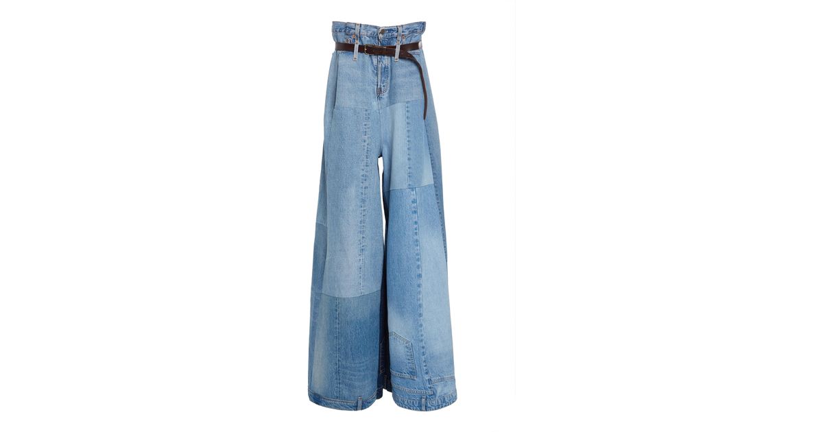 A.W.A.K.E. MODE Patchwork High-Rise Wide Leg Jeans in Blue | Lyst