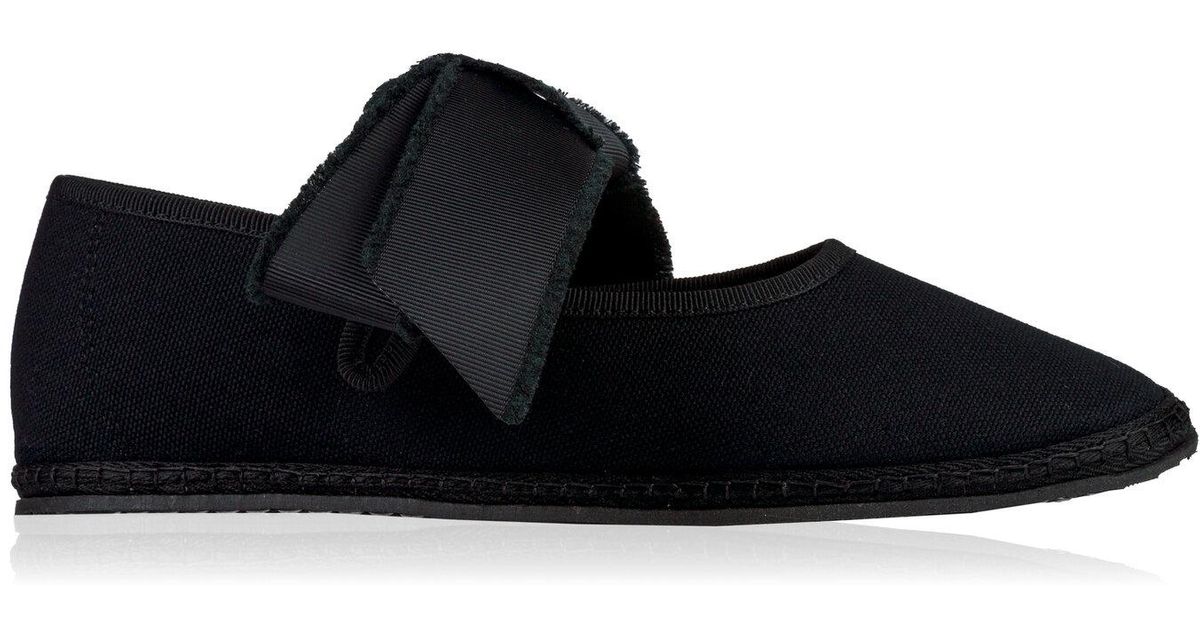 Vibi Venezia Convertible Bow-trimmed Canvas Mary Jane Flats in Black | Lyst